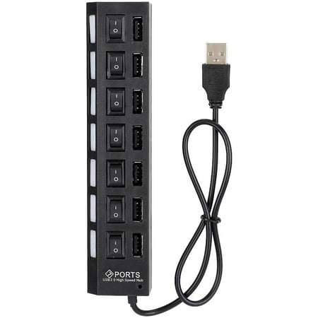 7-Port Hub USB Docking Station Black 480mbps with Switch,USB Data Hub ...