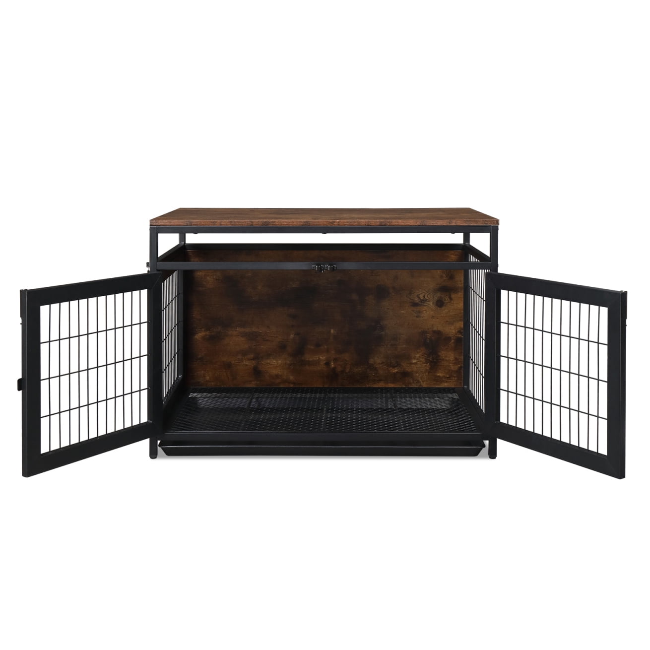 Small Medium Corner Dog Pet Cage with 3 Lockable Doors, Ventilatable ...