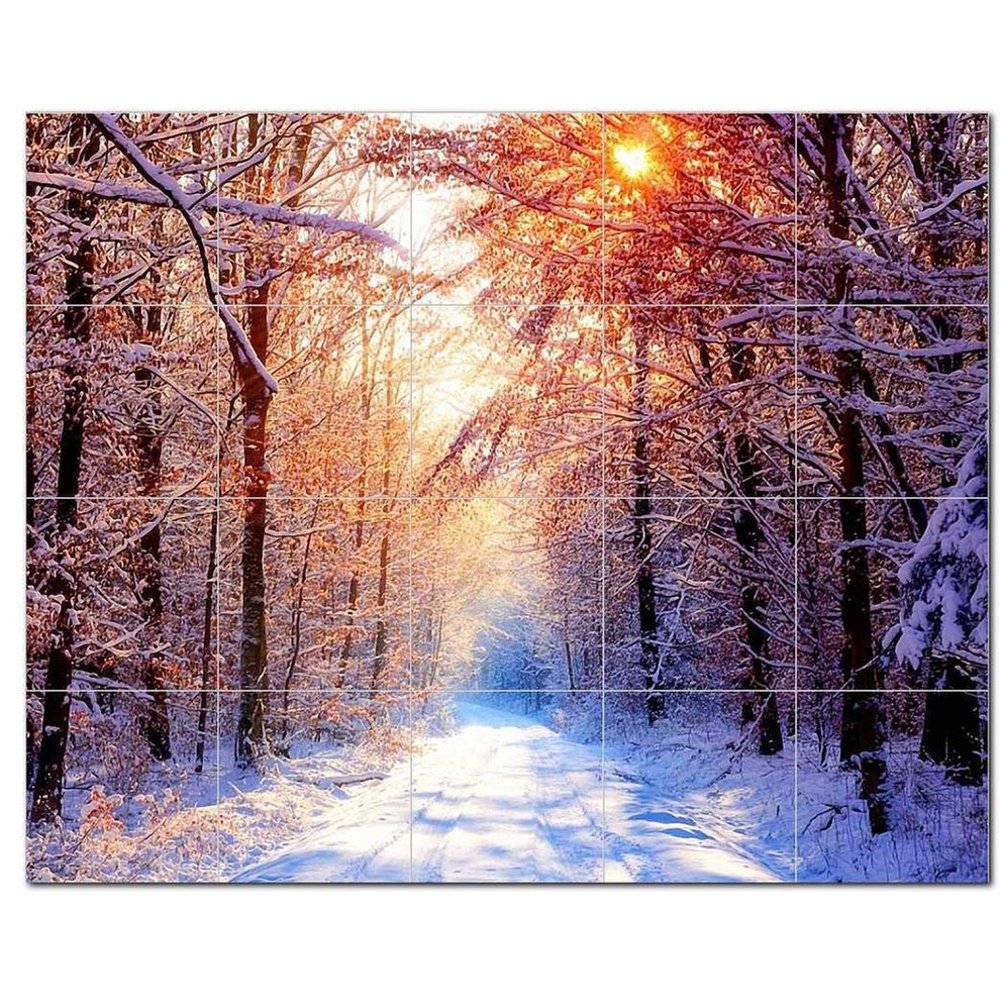 Winter Snow Ceramic Tile Mural Kitchen Backsplash Bathroom Shower ...