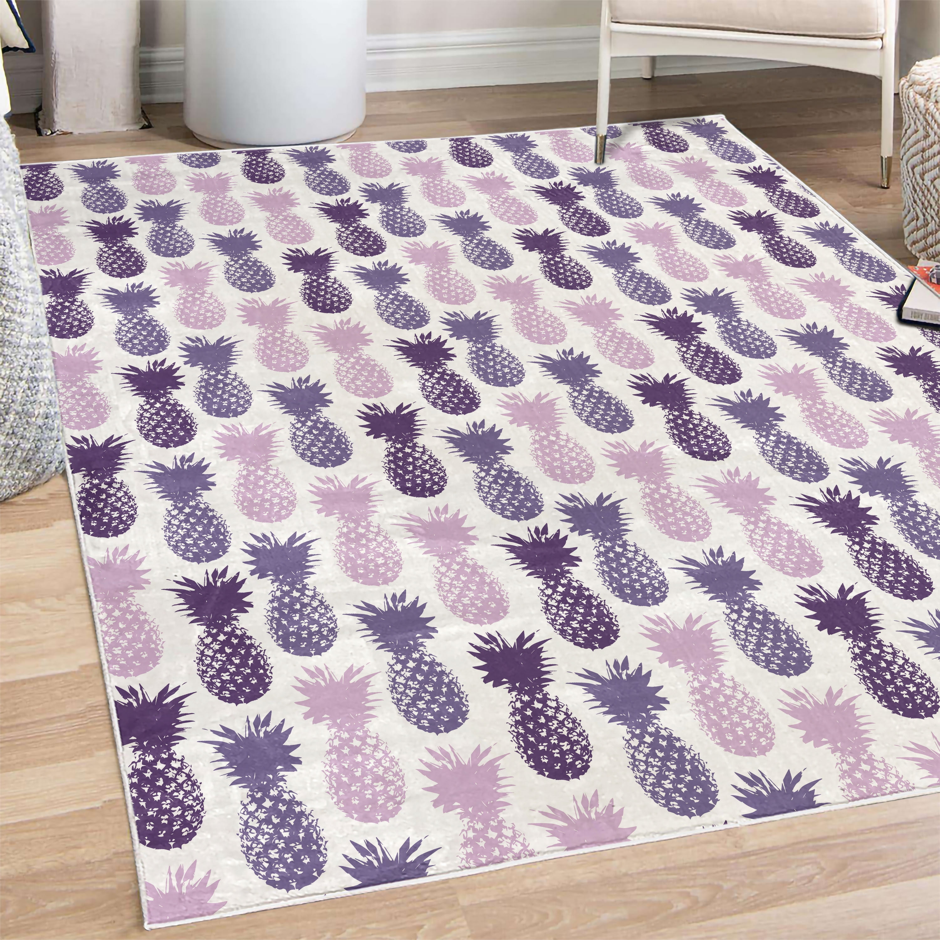 Pineapple Decorative Rug, Summer Island Tropic Fruit Pattern Stamped ...