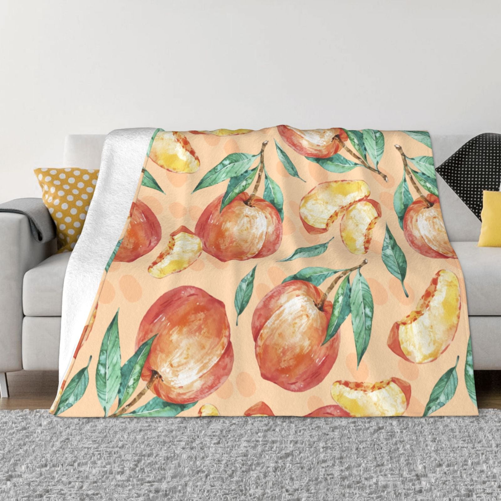 XMXT Throw Blanket, Beautiful Peach Watercolor Machine Washable ...