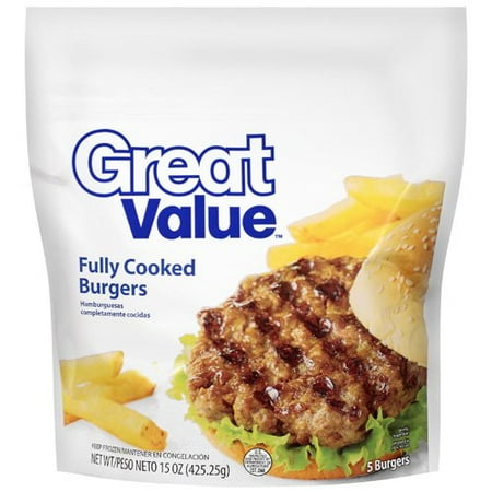 Great Value Fully Cooked Beef Burger - Walmart.com