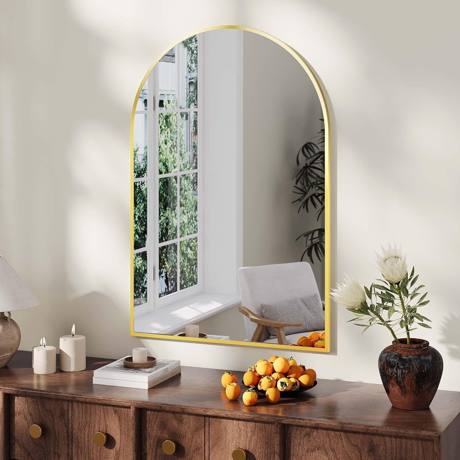 Click here for Eastvita 30x40 Inch Arch Wall Mirror Modern Gold M... prices