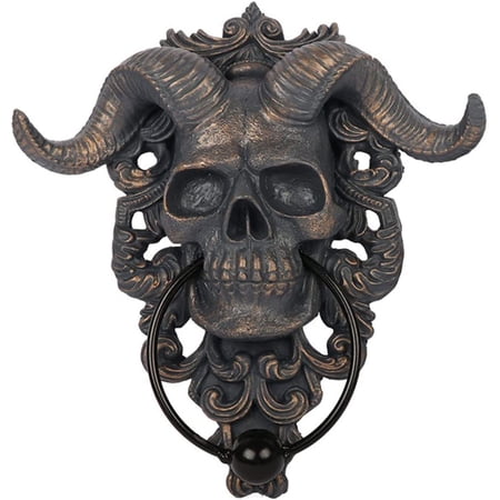 Horned Skull Door Knocker Skeleton Head Gothic Doorknocker Decor for ...