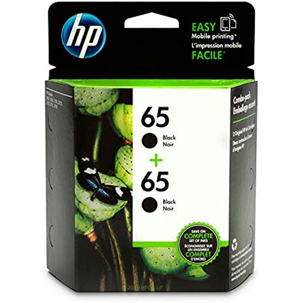 HP 65 Black Original Ink, 2 Cartridges (1VU22AN) - Walmart.com