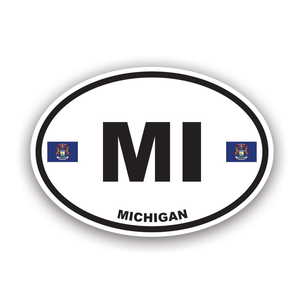 Michigan Flag Oval Sticker Decal - Self Adhesive Vinyl - Weatherproof ...