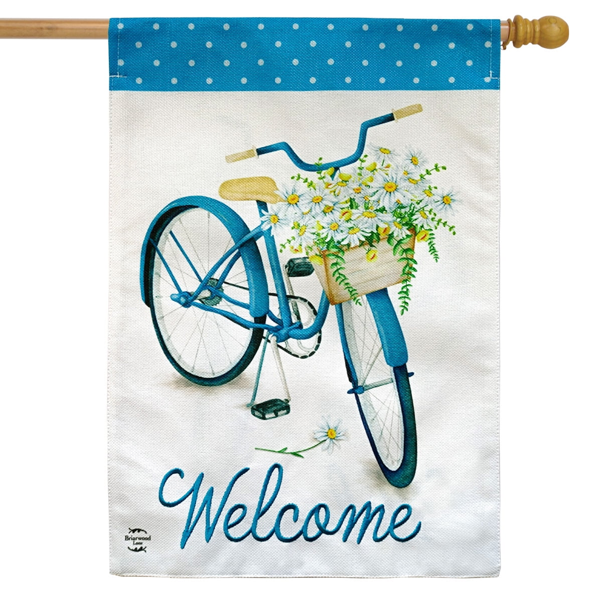 Spring Bike Welcome Burlap House Flag Floral 28" x 40" Briarwood Lane ...