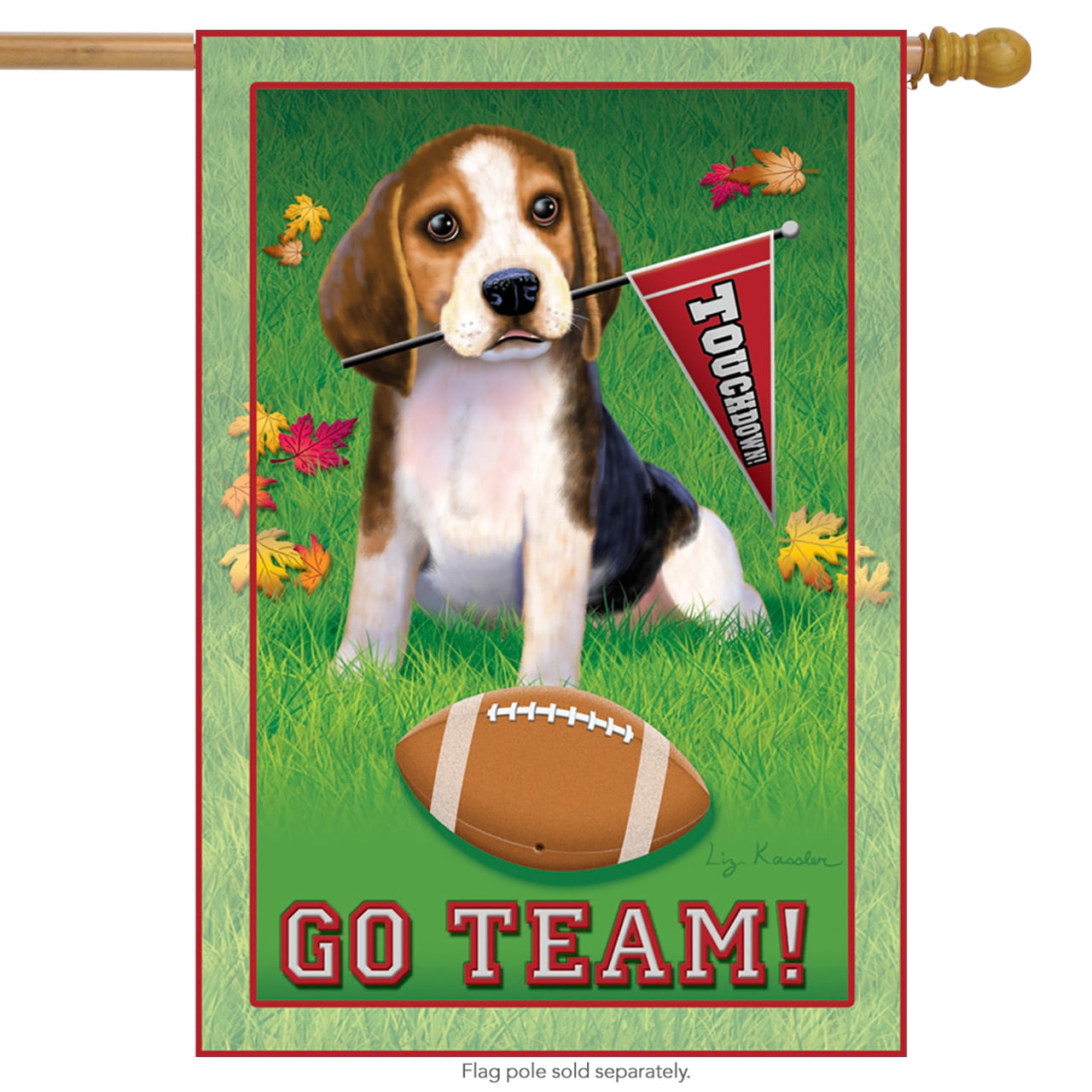 Go Team Beagle House Flag Dog Football Touchdown Decorative Banner 28 ...