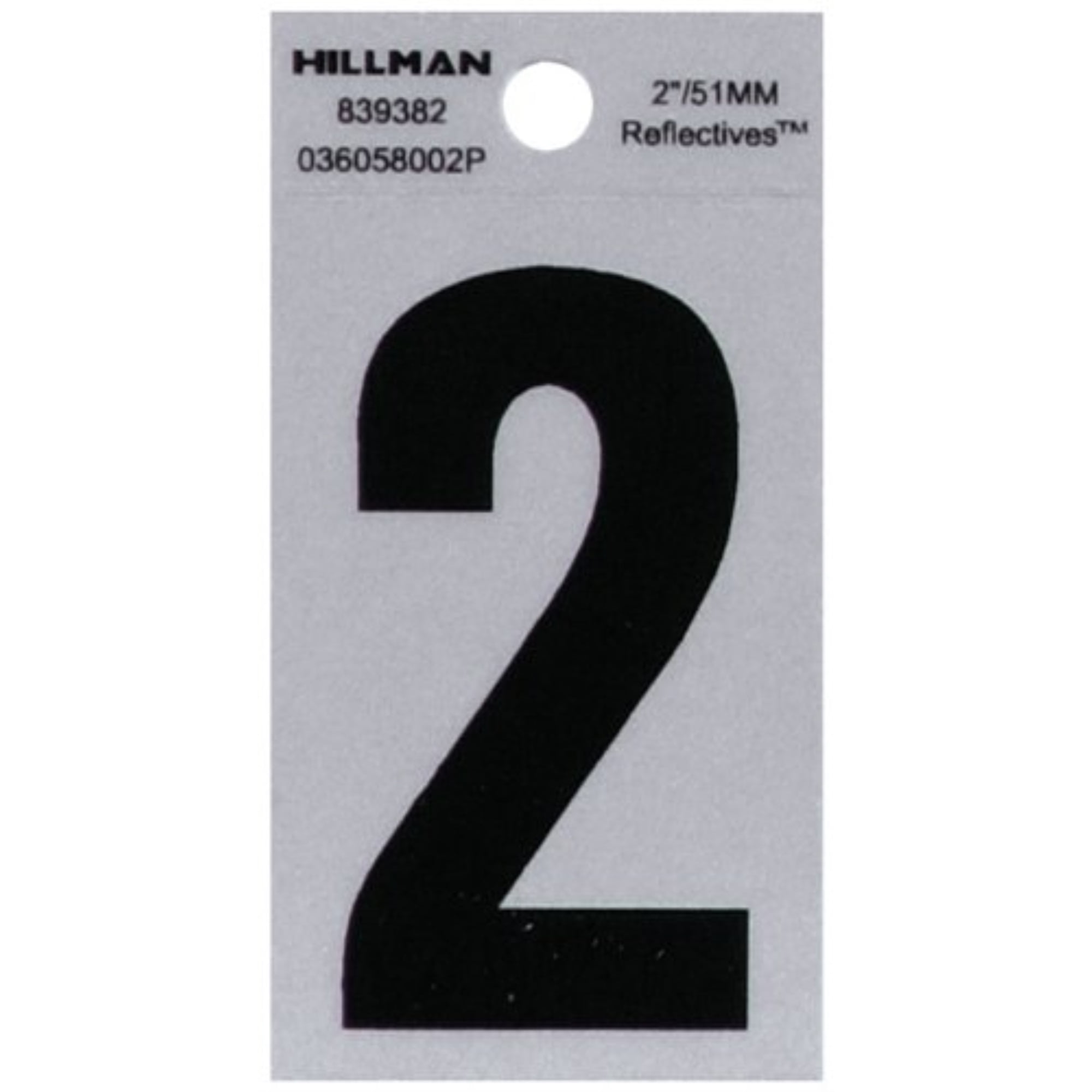 Hillman 2 in. Reflective Black Vinyl Self-Adhesive Number 2 1 pc ...