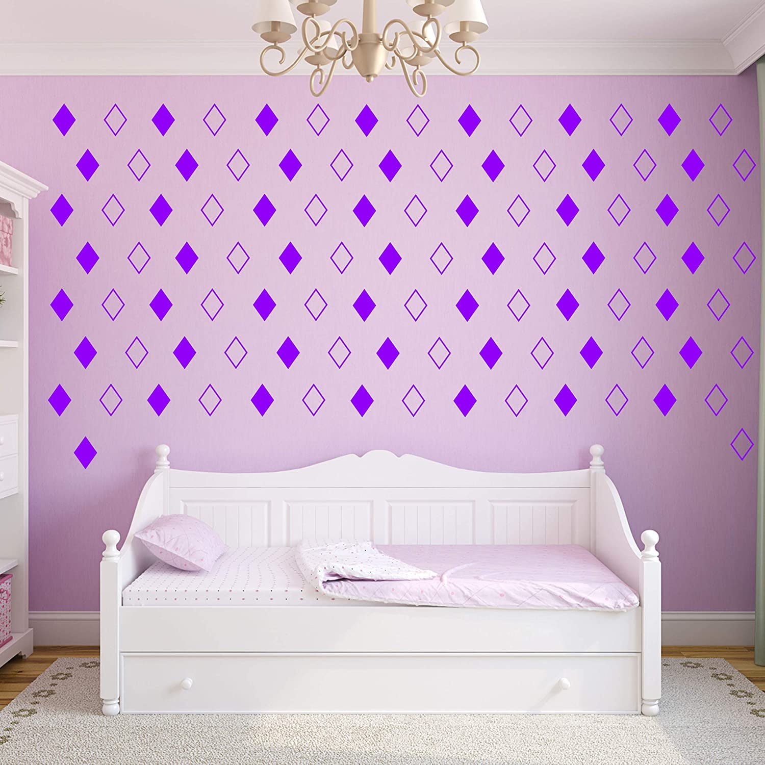 VWAQ Diamond Shape Wall Decals Peel and Stick Patterns Stickers Decor ...