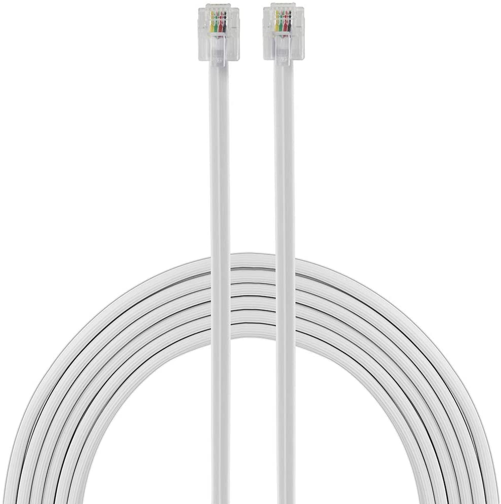 Telephone Line Cord, 100 Feet, Phone Cord, Modular Jack Ends, Works for ...