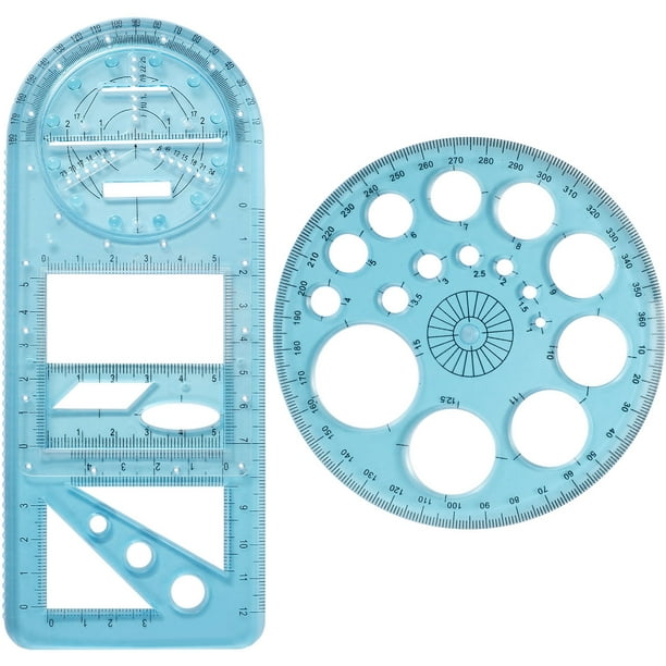 Yous Auto Geometric Ruler with 14 Shapes Transparent Drawing Ruler with ...