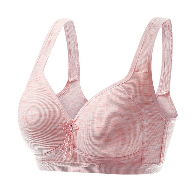 Lady Soft Cotton Wire-free Bras Front Closure Unlined Basic Breathable ...