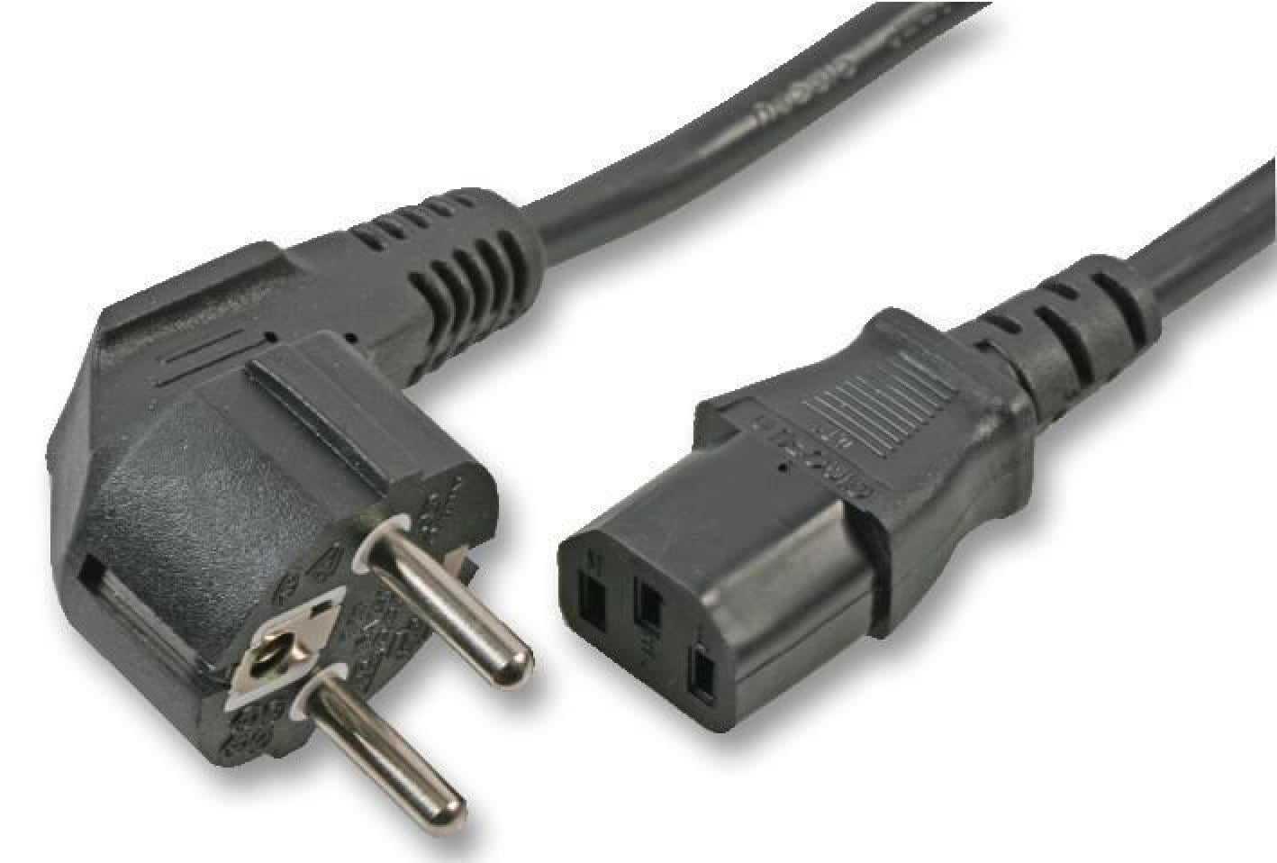 PRO ELEC - Schuko Plug to IEC C13 Power Cable, 2m, Black - Walmart.com