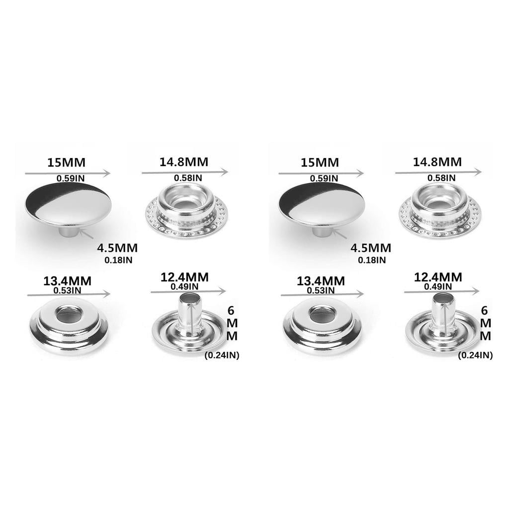 Inteprter 100 piezas Botón de cierre a presión Reemplazo Botón de ...