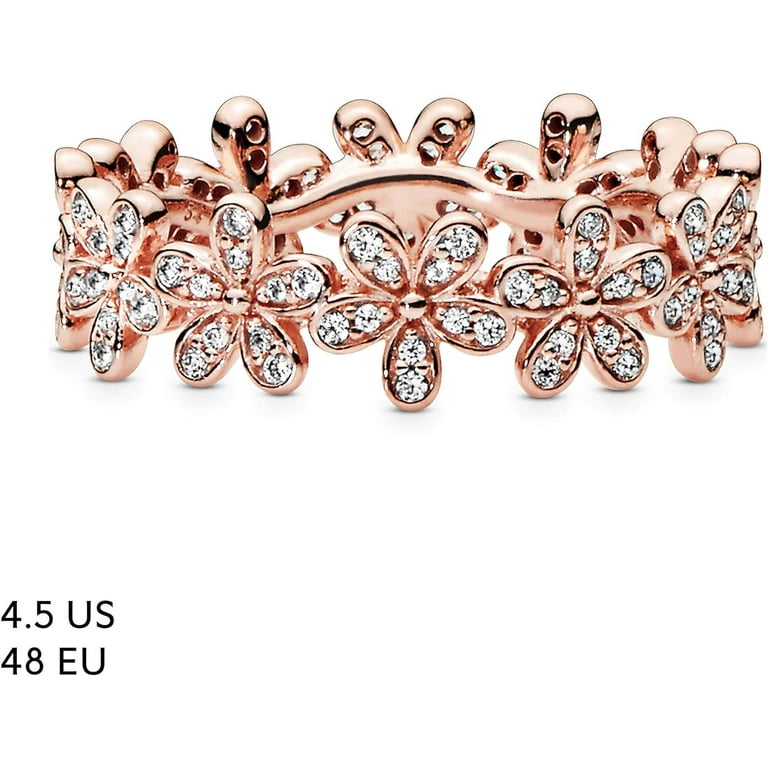 Authentic Dazzling Daisy Band Ring Rose Clear CZ 180934CZ 58 EU 8.5 US Walmart