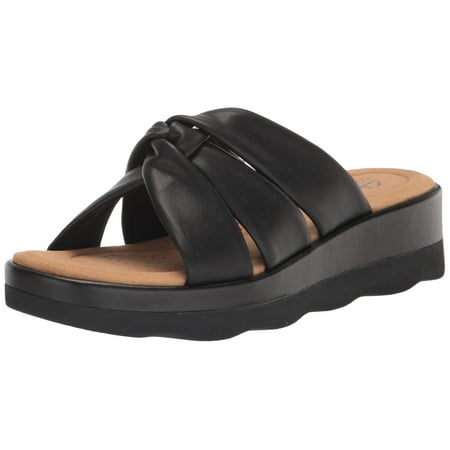 Clarks Clara Charm Wedge Sandal, Black Synthetic, 6.5 Medium | Walmart ...