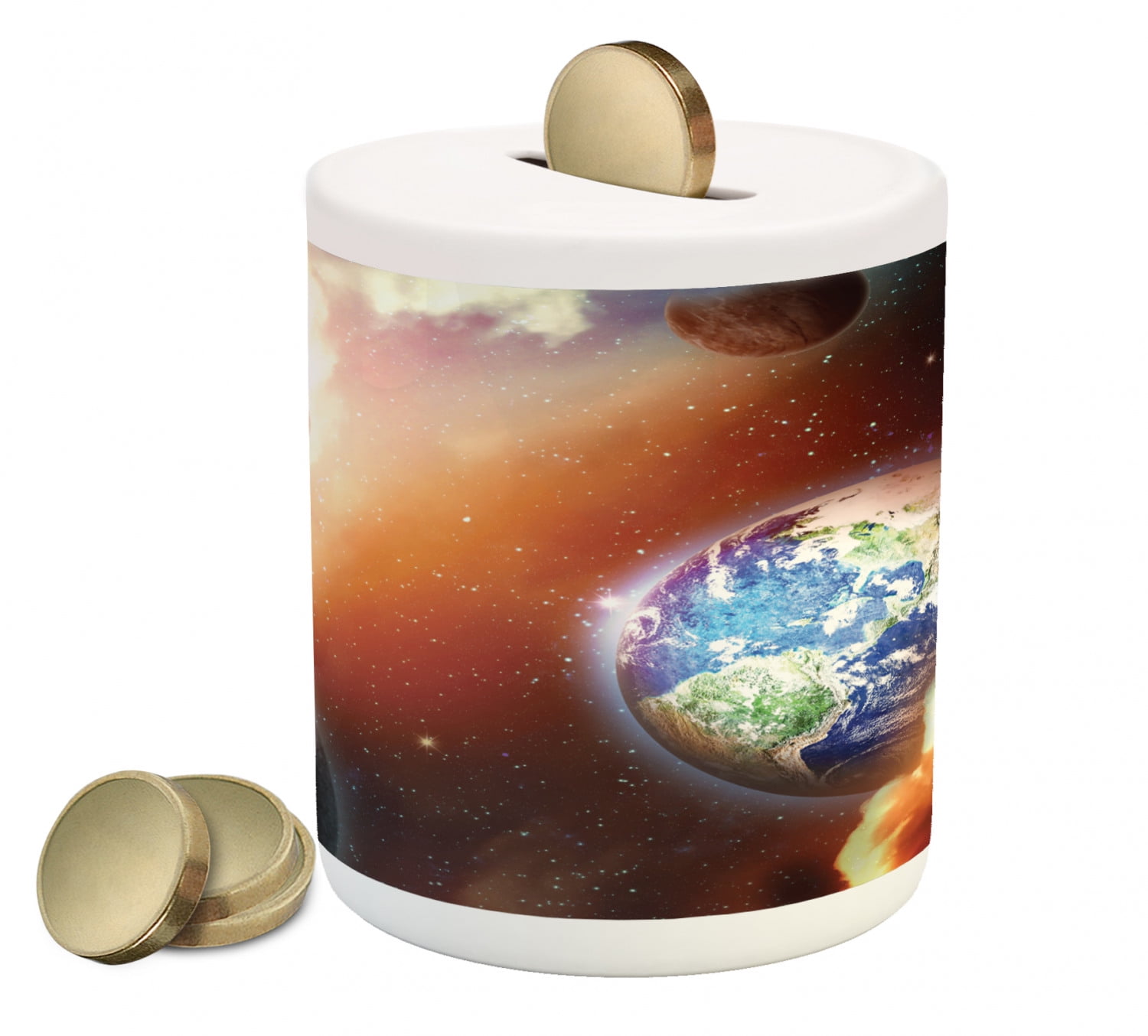 Space Piggy Bank, Dust Cloud Nebula Stars in Solar System Scene with ...