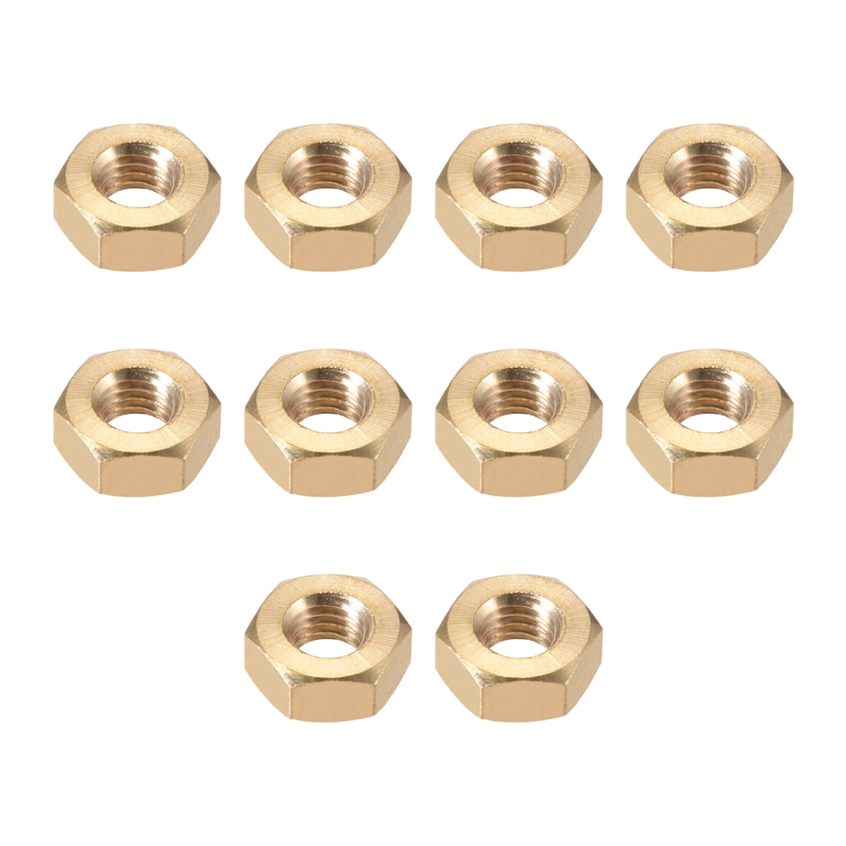 10pcs M8 Metric Brass Hexagon Hex Nut Gold Tone - Walmart.com