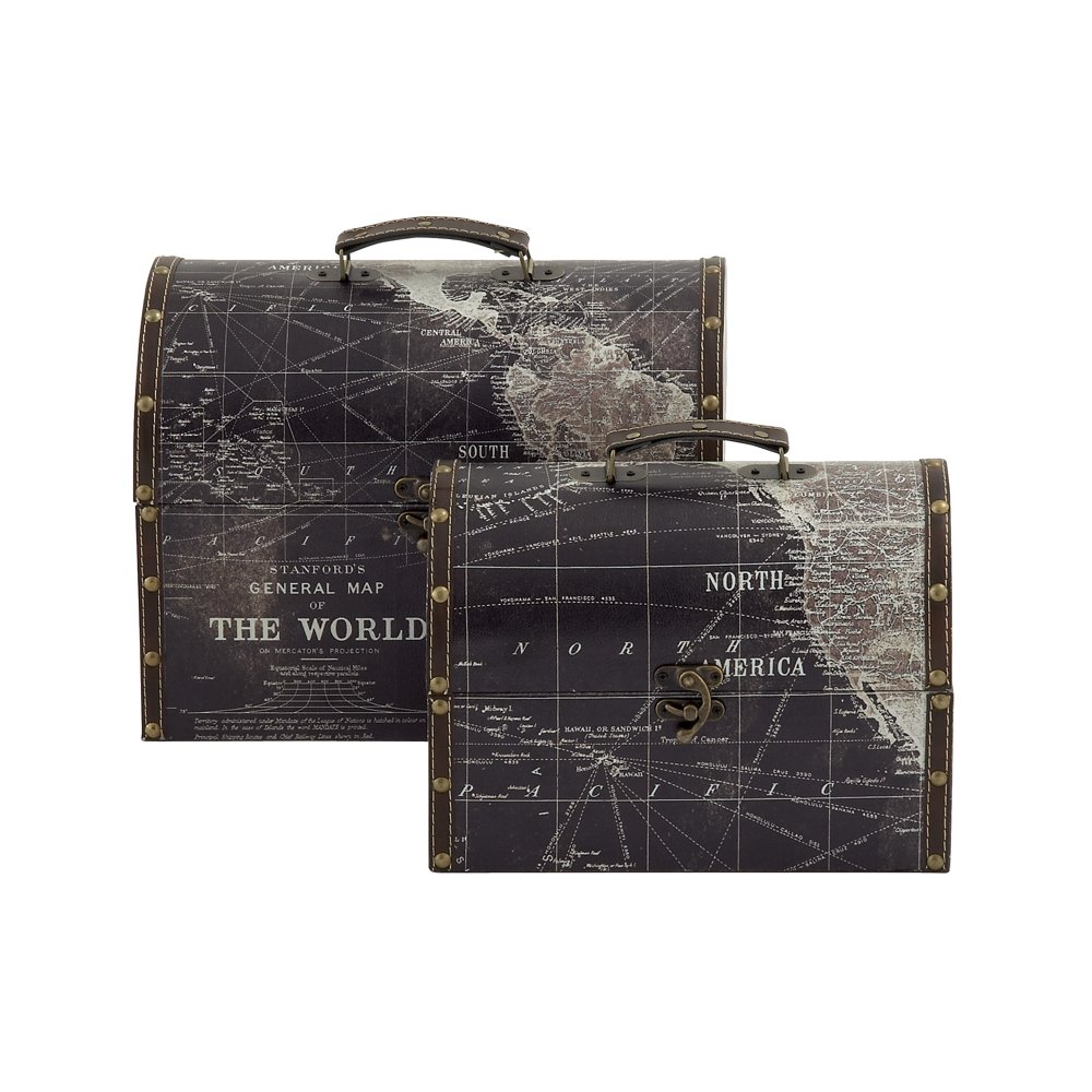 Modern Art Wood Faux Leather Box Set Of 2 - Walmart.com - Walmart.com