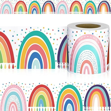 69 Feet Boho Rainbow Bulletin Board Borders Self Adhesive Rainbow ...