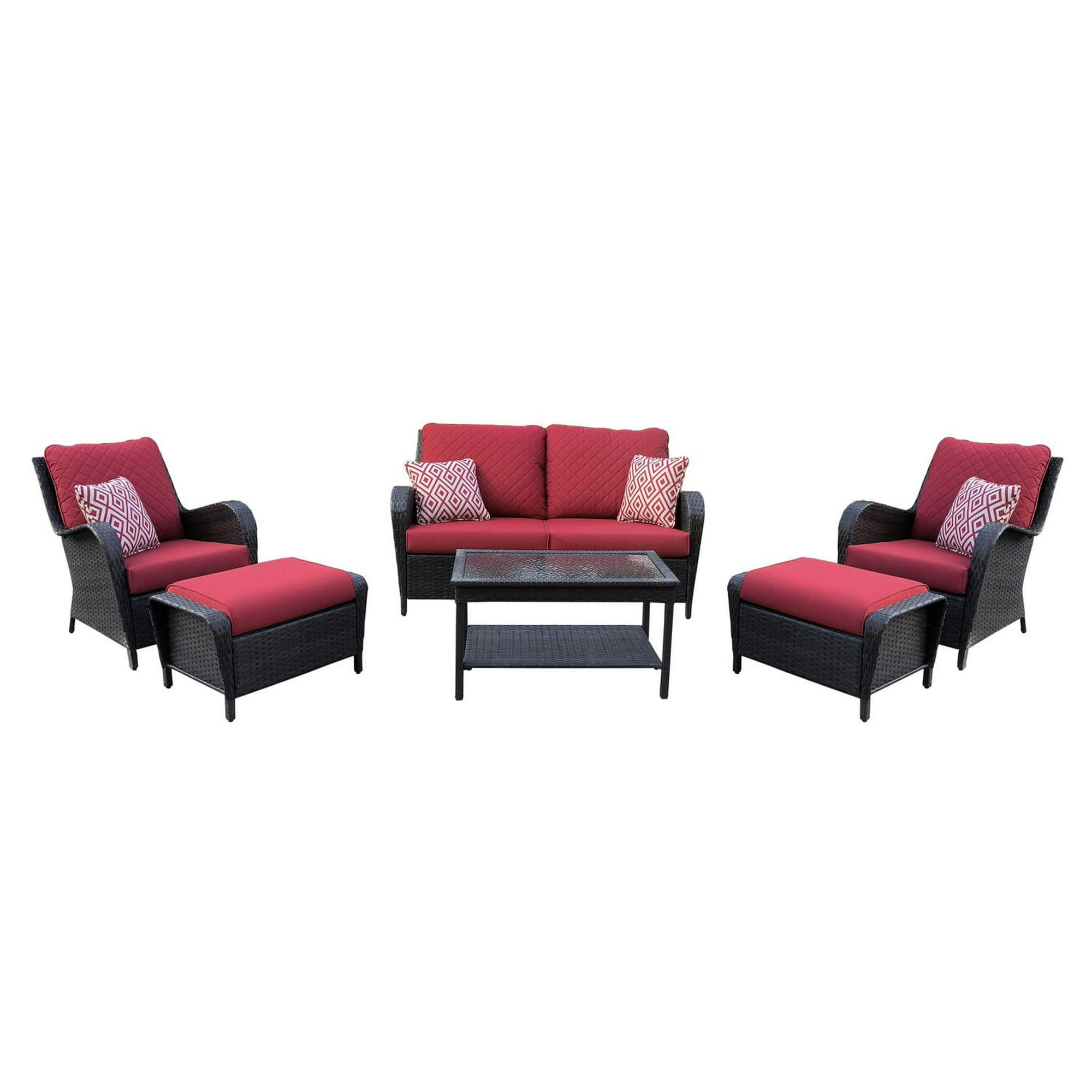 Click here for Think Patio Jordan 6-Piece Conversation Set In Red prices