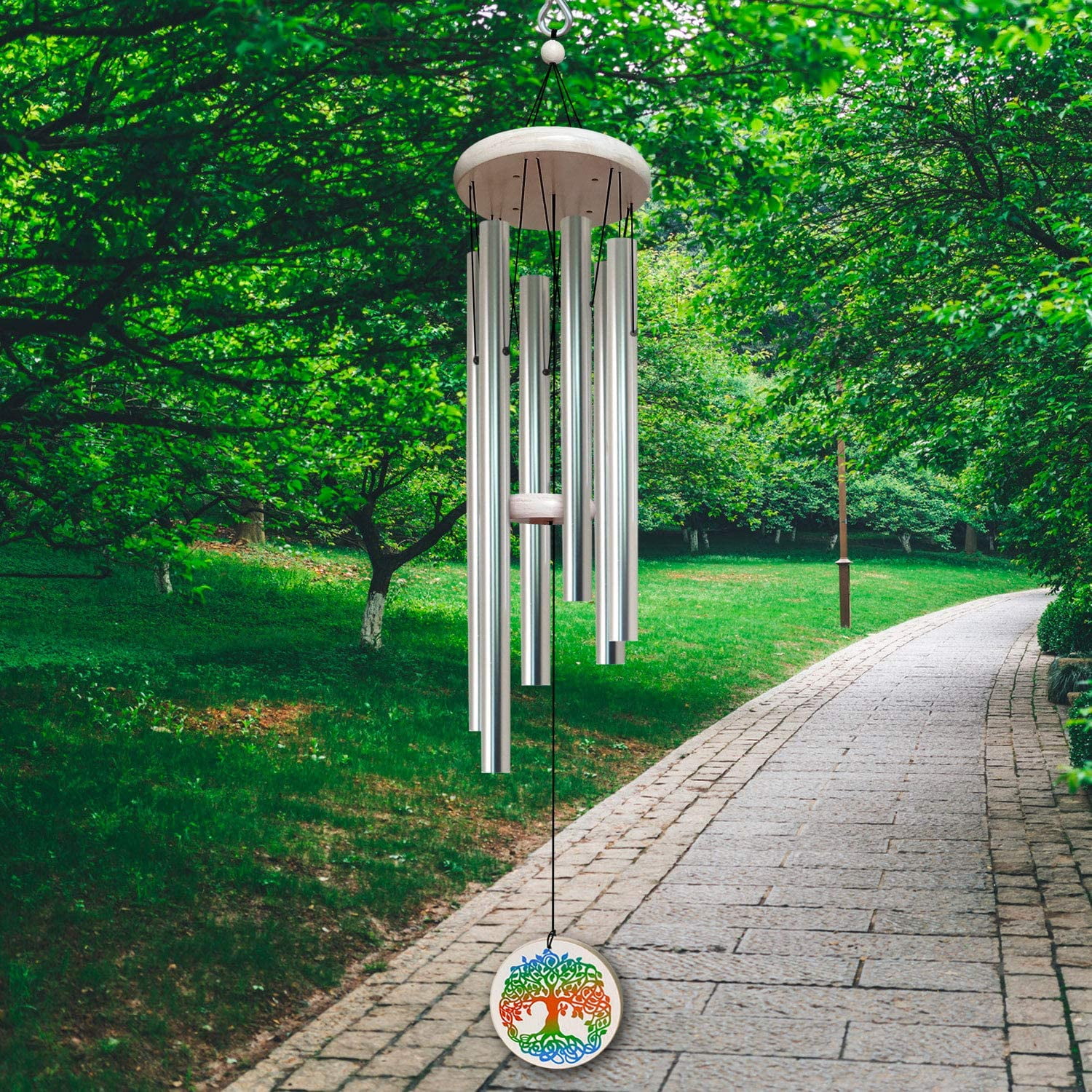 FONMY 33 inch Wind Chimes Outdoor with Colorful Tree of Life Symbol ...