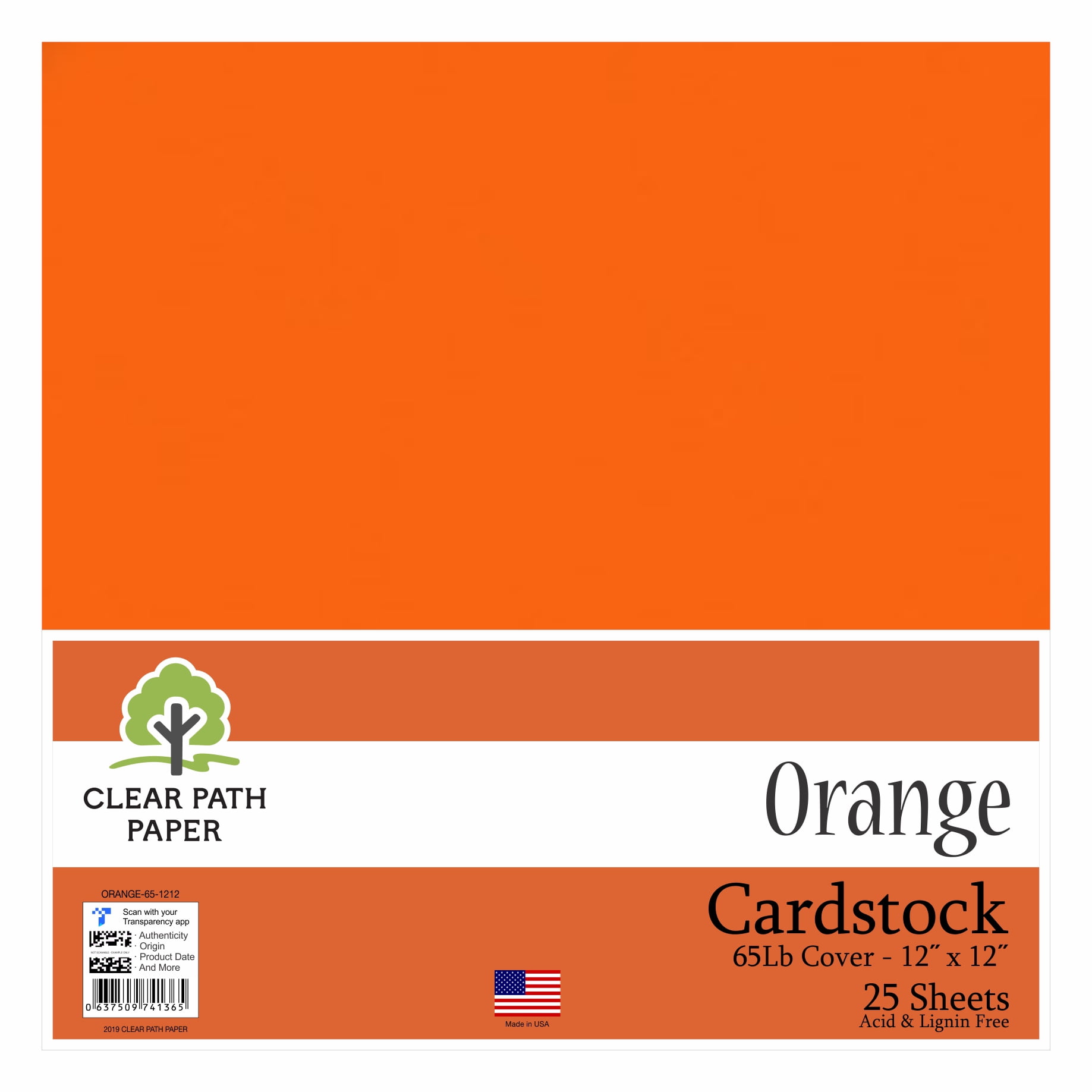 Orange Cardstock - 12 x 12 inch - 65Lb Cover - 25 Sheets - Clear Path ...