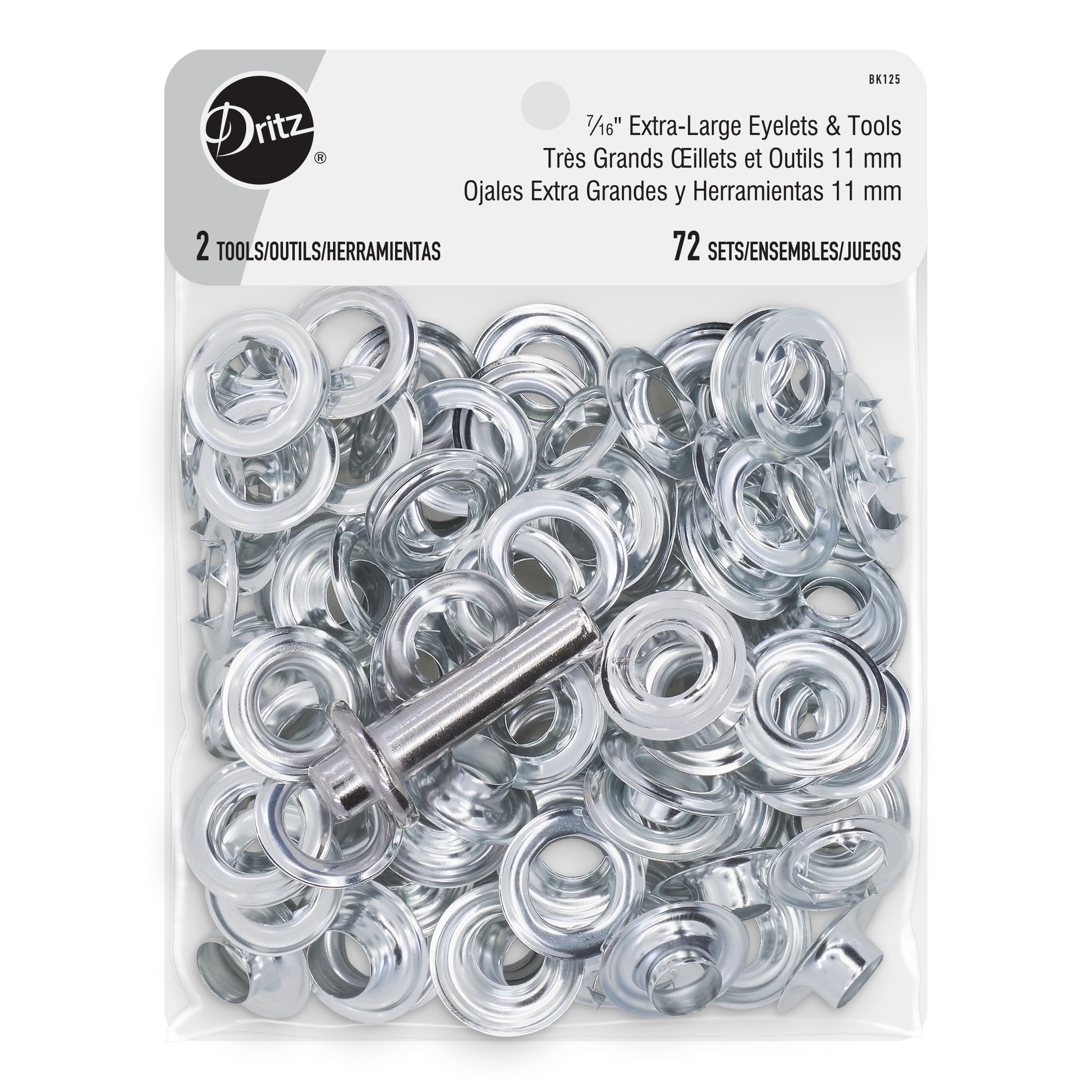 Dritz 7/16" Extra-Large Eyelets with Tools, Zinc, 72 Sets - Walmart.com