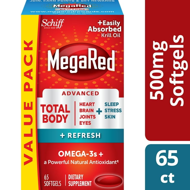 MegaRed Advanced Total Body + Refresh Omega-3 Blend Softgels,(65 count ...
