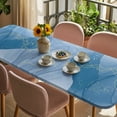 Abstract Ombre Fitted Rectangle Tablecloth 32" x 96" Light Blue Marble ...