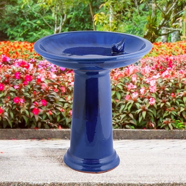 Esschert Design USA Outdoor Bird Bath with Ceramic Pedestal and Bird ...