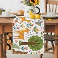 Burlap Table Runner 120 Inches Long, Cartoon Animal Green Forest Non ...