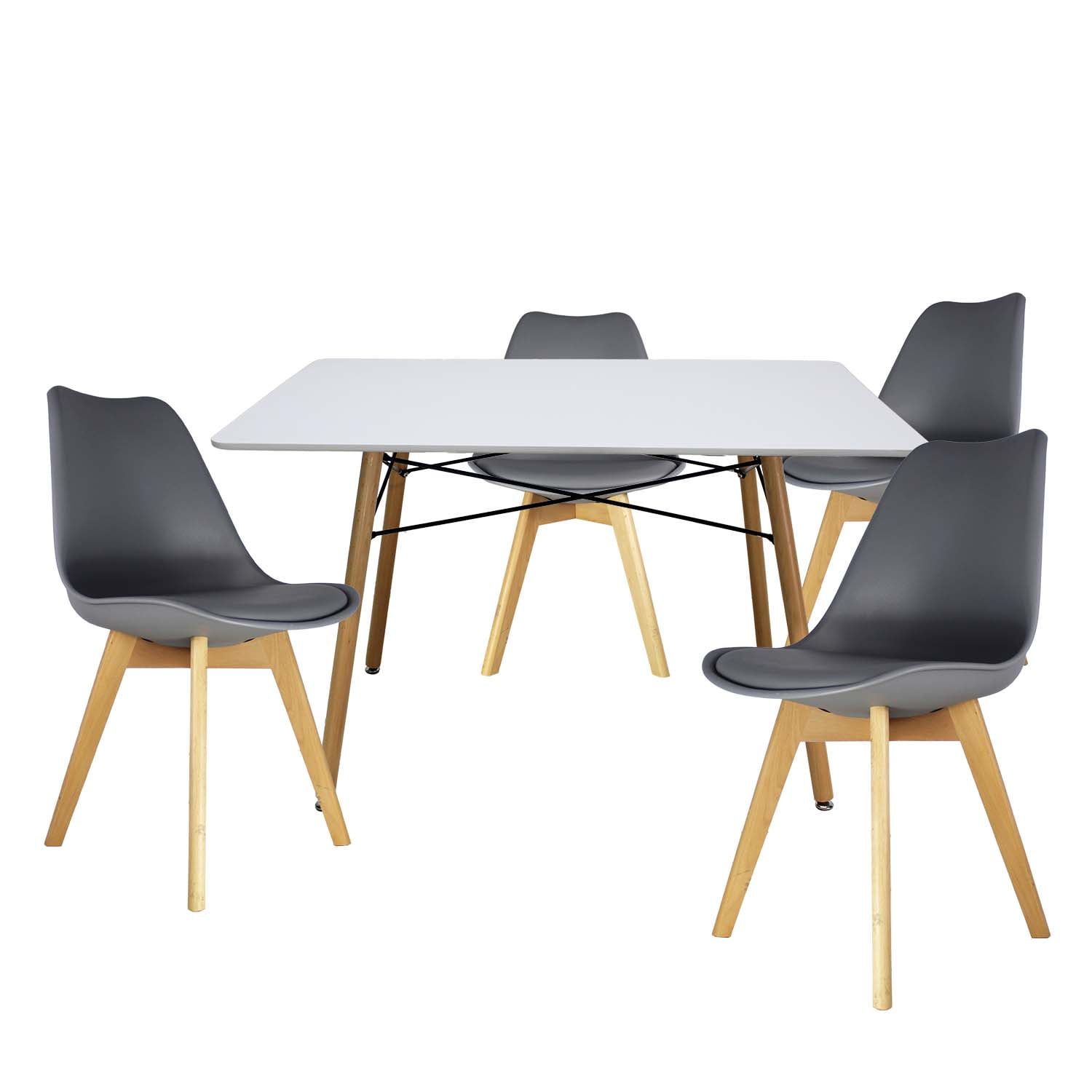 Set Comedor Oslo Melamina 120 Blanco 4 sillas Frankfurt Gris Mundo In Mundo In Minimalista ...