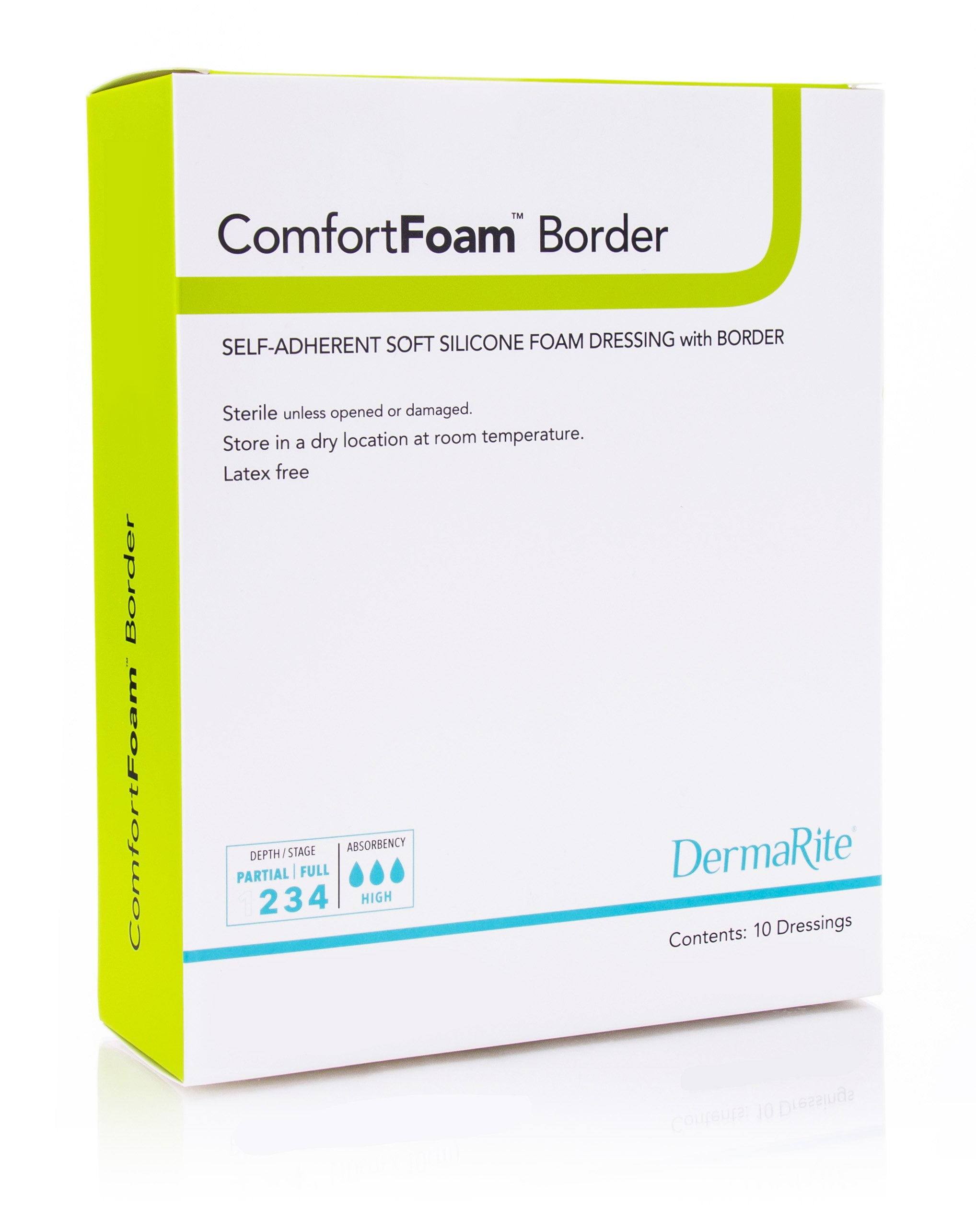 ComfortFoam Border Silicone Foam Dressing, 4 X 8 Inch Rectangle ...