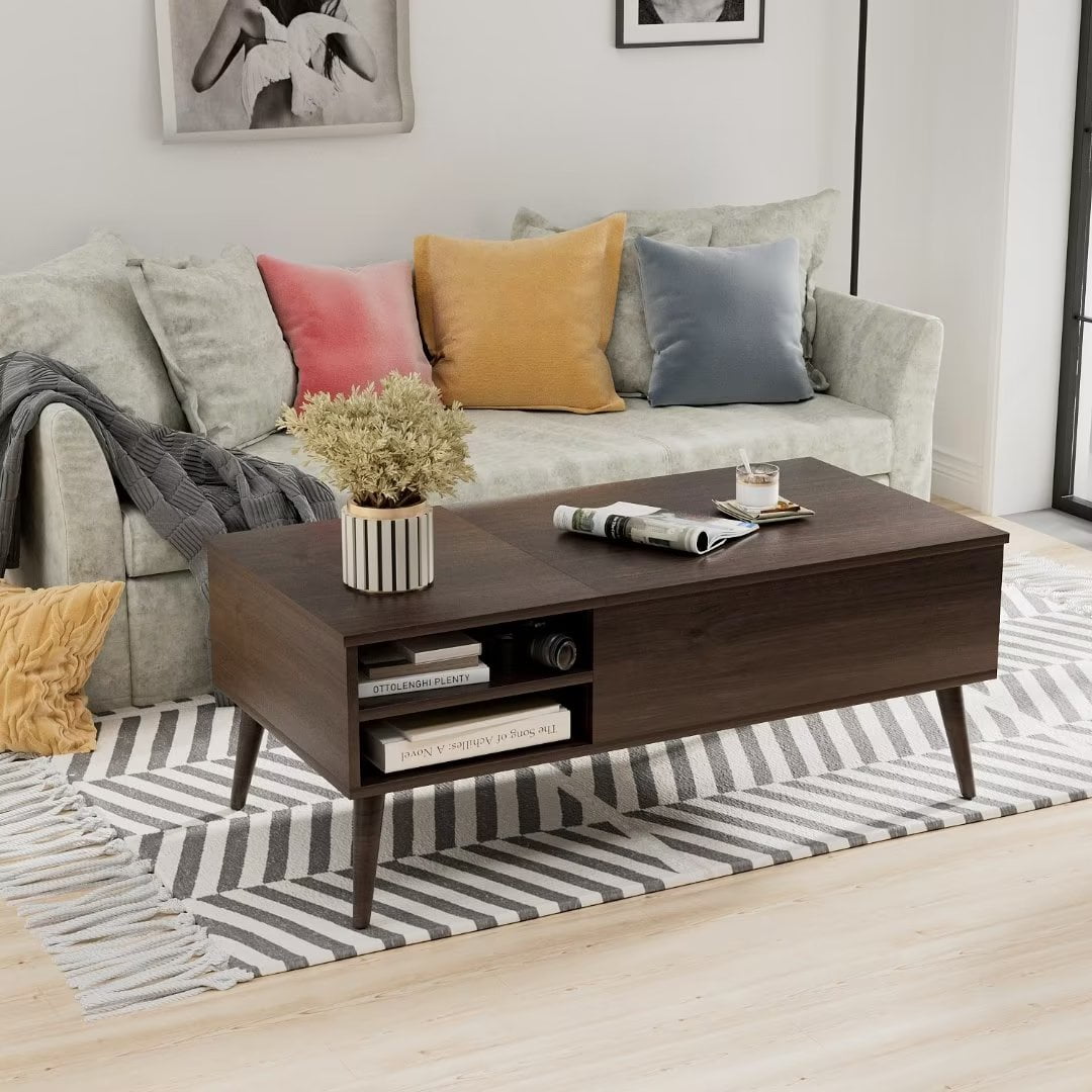 Vineego Wood Lift Top Coffee Table with Hidden Compartment and ...