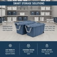 Heavy-Duty 40 Gallon Rolling Storage Bins, Blue Industrial Plastic with ...