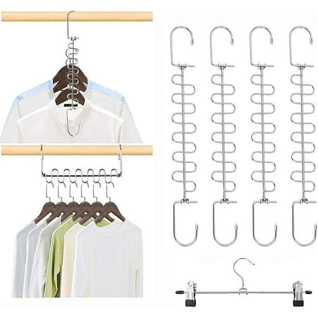 JOYWEI 4 Pack Space Saving Hangers S Curve Design, Multi-Magic Hanger ...