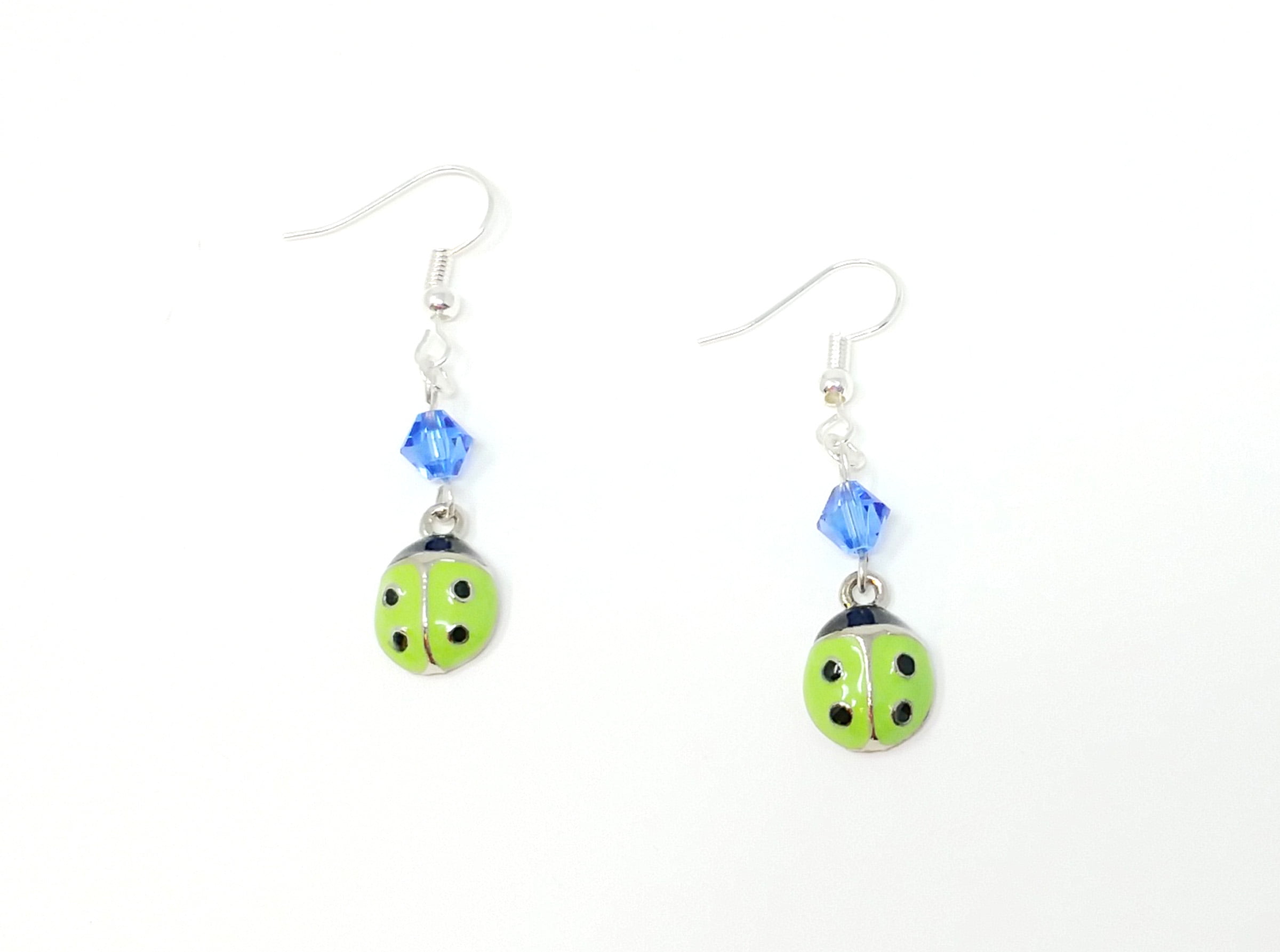 Green Ladybugs with Swarovski Crystal Earrings - Walmart.com
