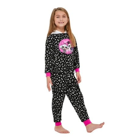 Jellifish Kids LOL Surprise Comfortable Hooded Onesie for Girls, Black ...
