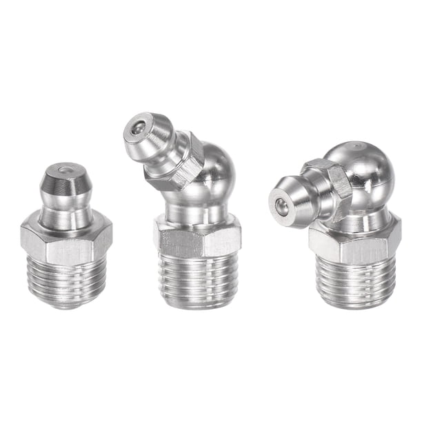 Uxcell 15pcs 304 Stainless Steel Straight Angled Grease Fitting M10 ...