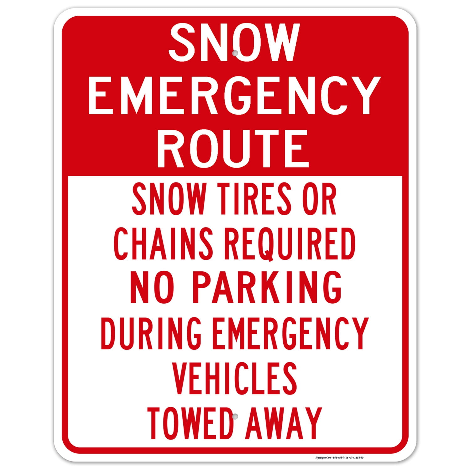 Snow Emergency Route No Parking Red Sign, 24x30 Aluminum - Walmart.com