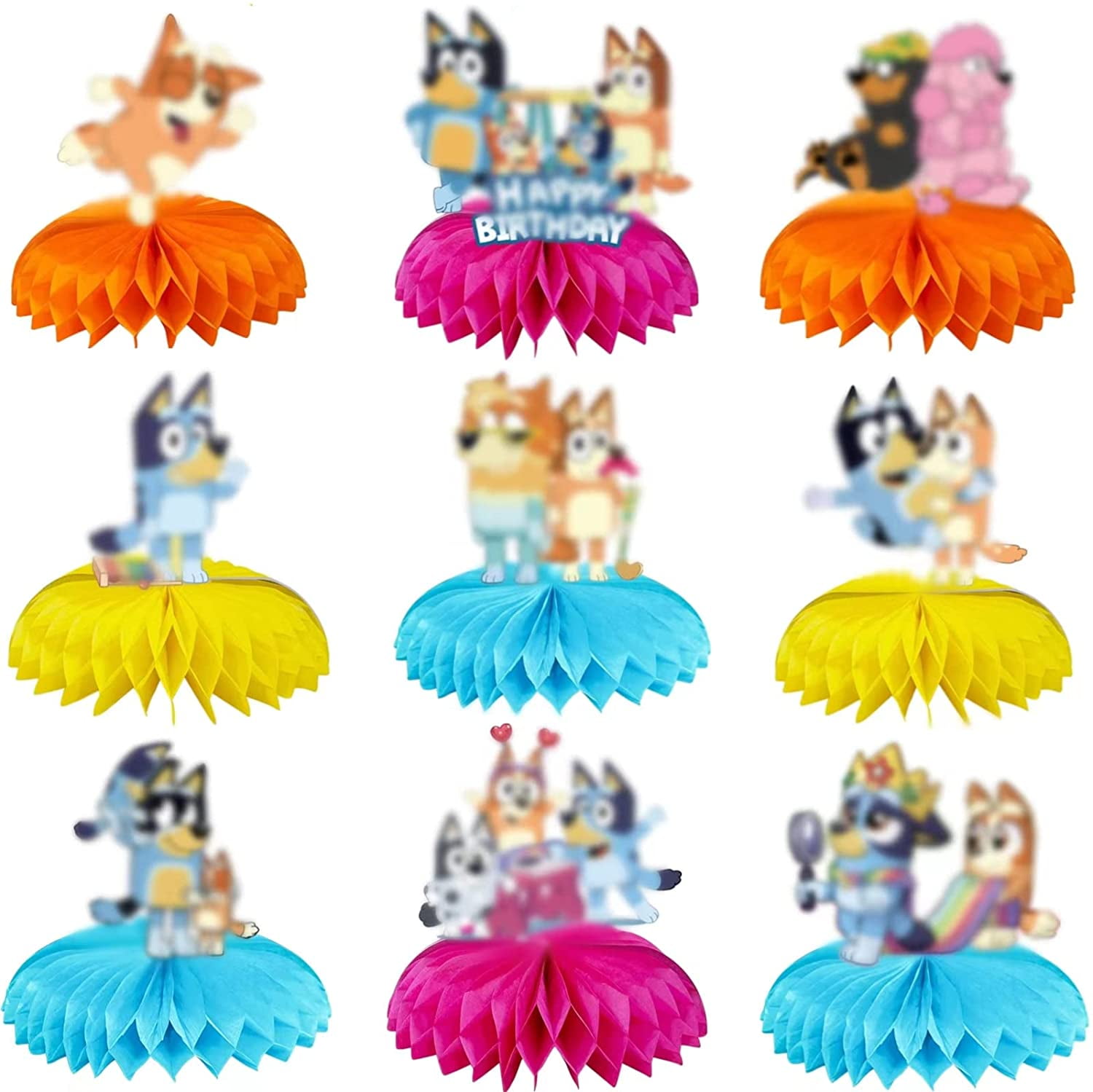 9 Pcs Bluey Honeycomb Centerpieces, Birthday Party Supplies, Table ...