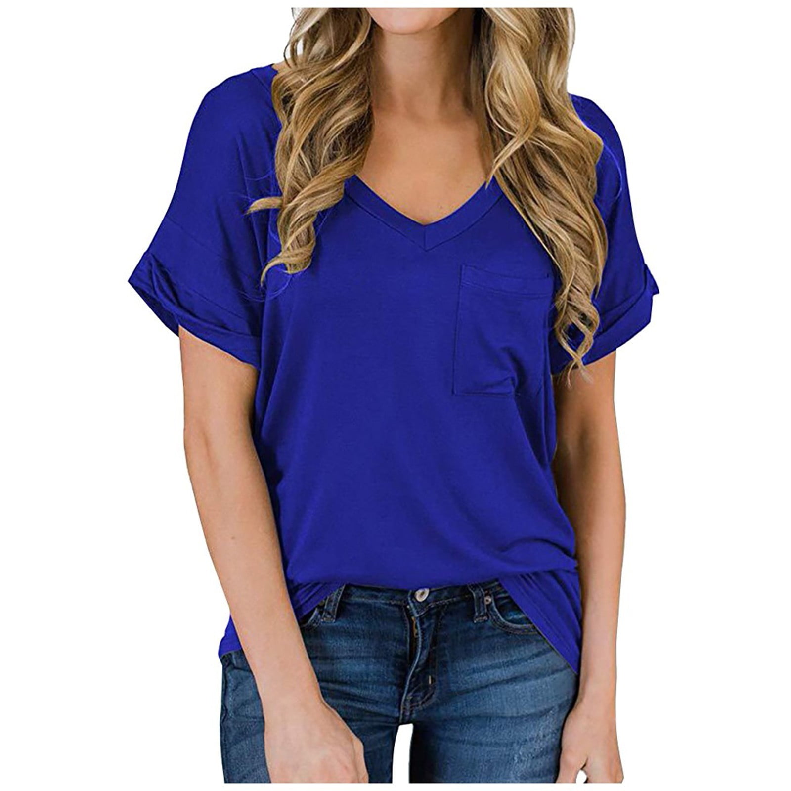 Click here for Unbranded Womens Solid Short Sleeve V-Neck Casual... prices
