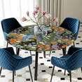 Black Cats Round Table Cover, Red Purple Wildflowers Daisy Spring ...