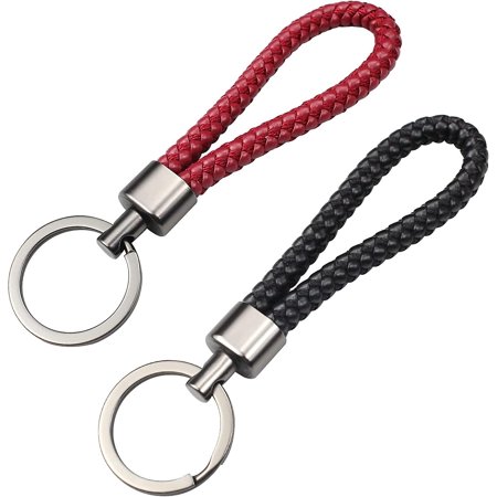 Surrme 2 Pieces Braided Leather Key Chains Braided Pu Leather Car Key ...