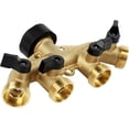 FJSHN-4 Way Brass Hose Splitter, 3/4" Brass Hose Faucet Manifold ...