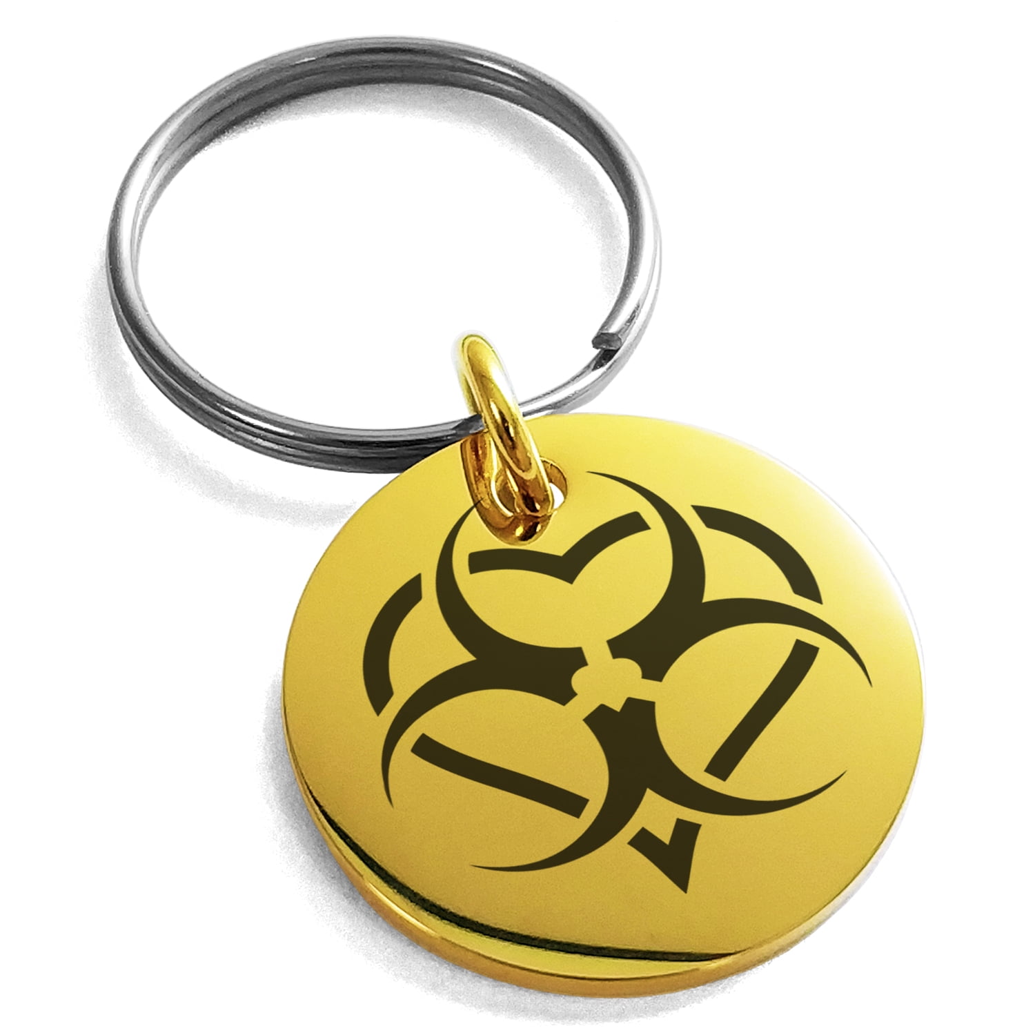 Stainless Steel Biohazard Love Heart Engraved Small Medallion Circle ...