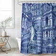 Blue Abstract Art Shower Curtain, Classical World-famous Buildings ...