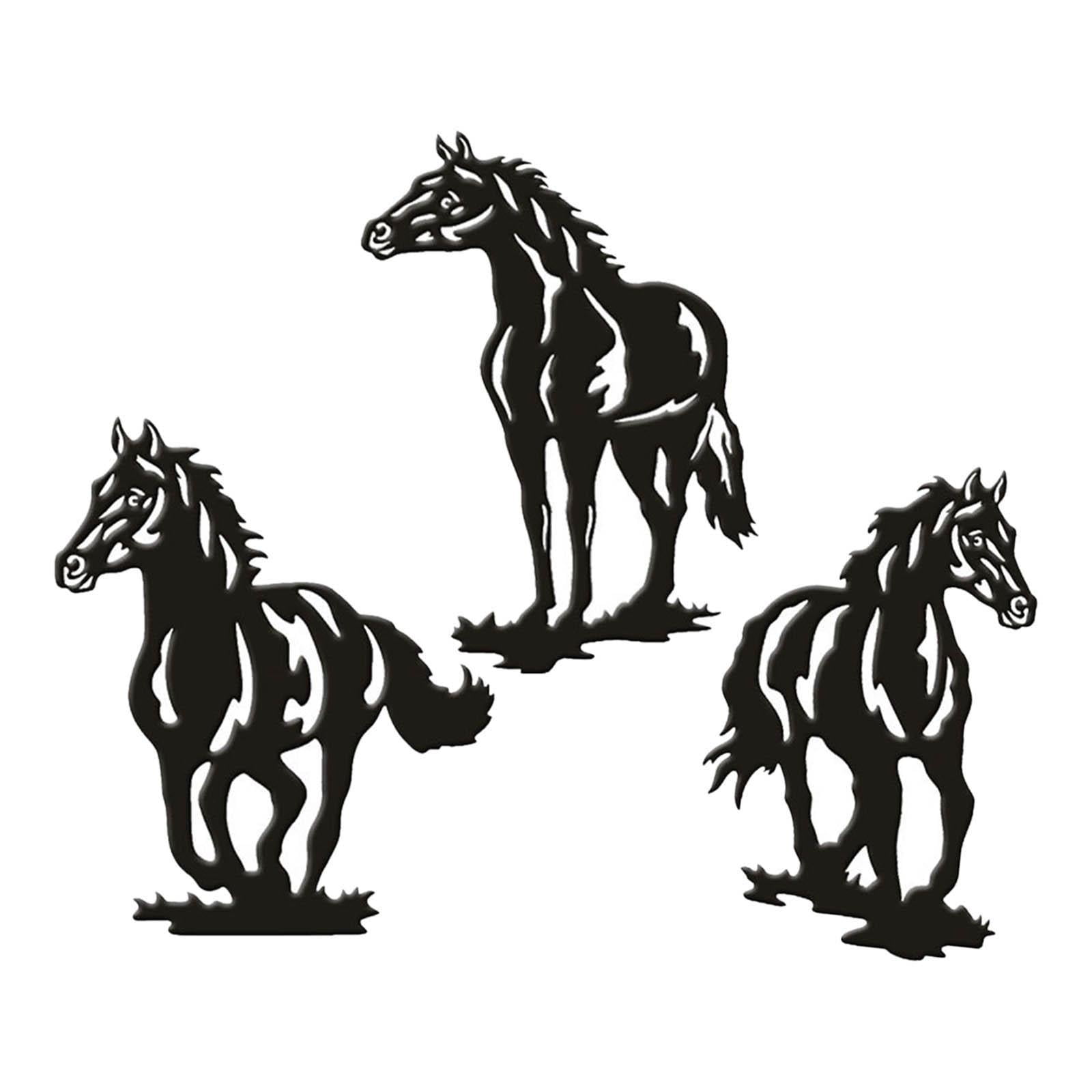 3x Creative Horse Metal Wall Silhouette for Indoor Outdoor Decoration ...